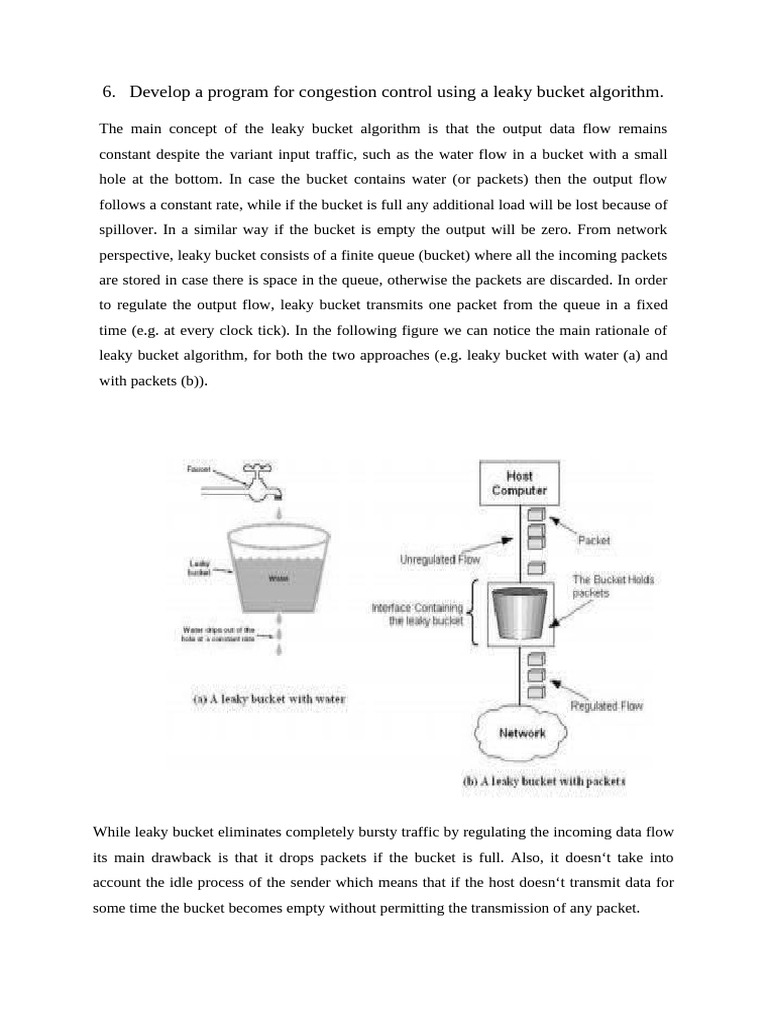 Leaky Bucket Algorithm for Congestion Control | PDF | Computer ...