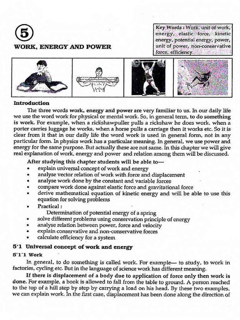 EV Physics 1st Paper (Chapter 5 - Work, Energy and Power) | PDF