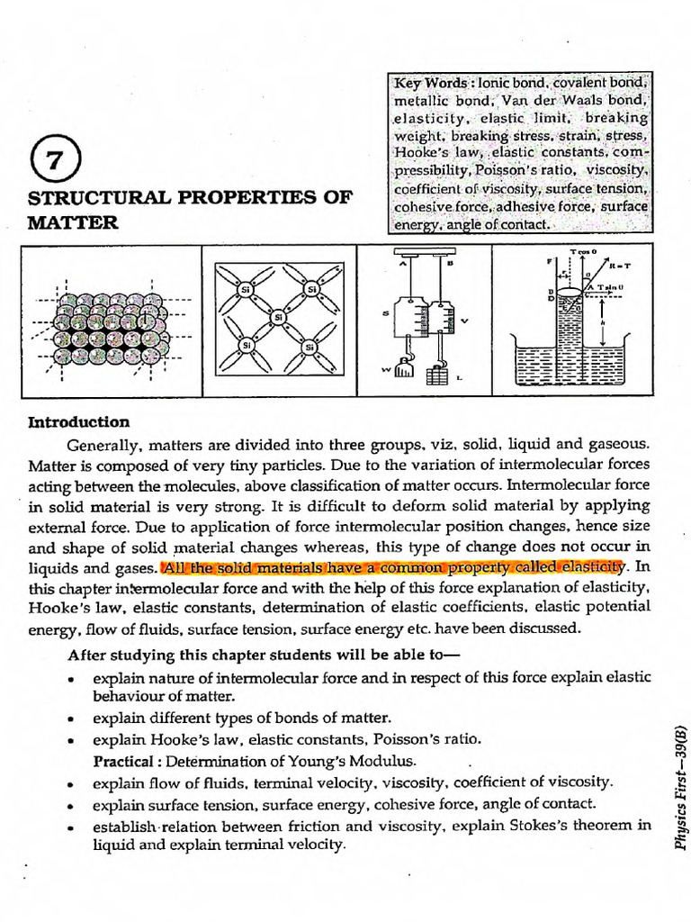 EV Physics 1st Paper (Chapter 7 - Structural Properties of Matter) | PDF