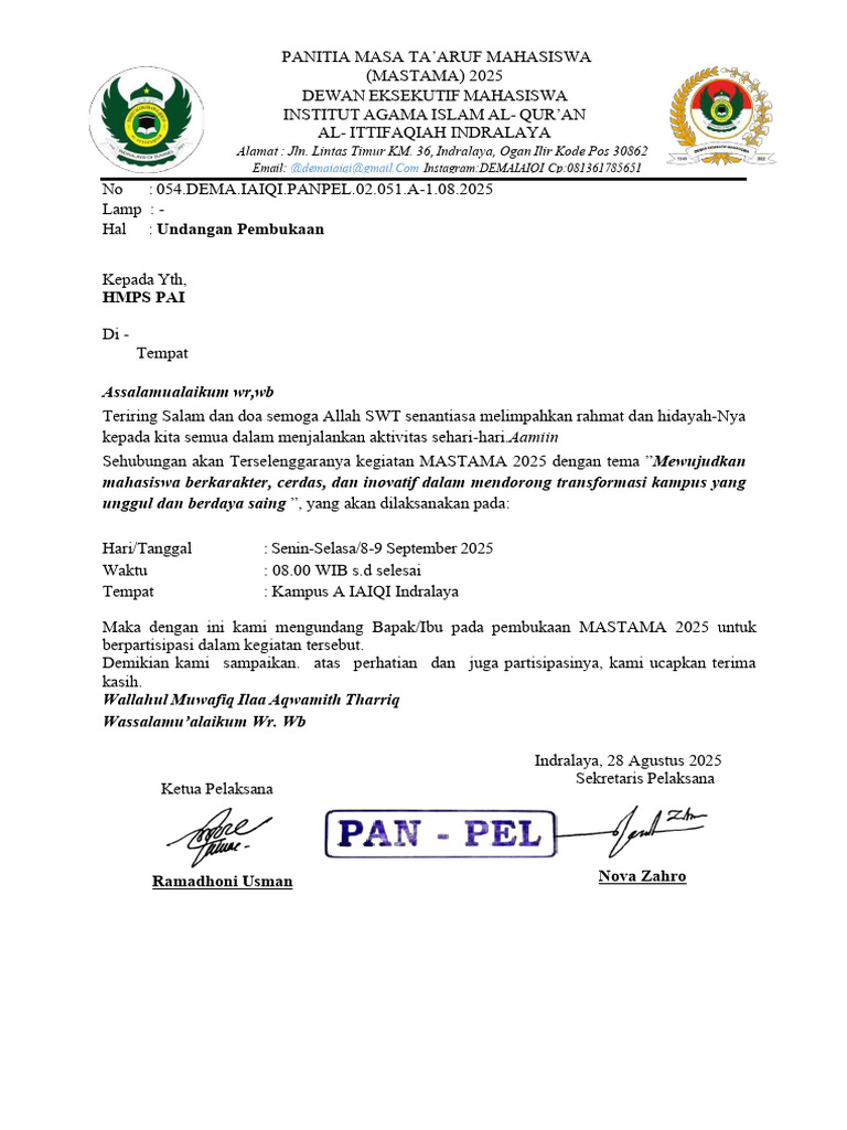 Surat Undangan Hmps Pai | PDF