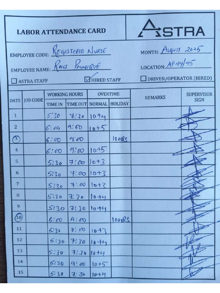 AP-044 Nurse Aug Timesheet | PDF