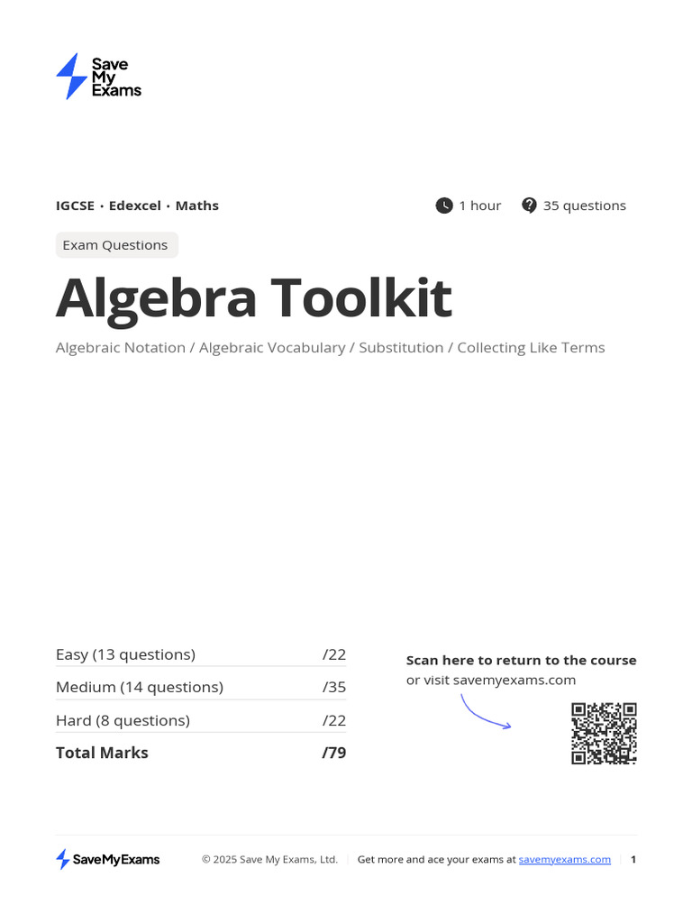 Algebra Toolkit Easy Questions | PDF | Mathematics