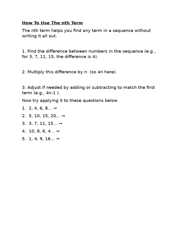 How To Use The NTH Term | PDF