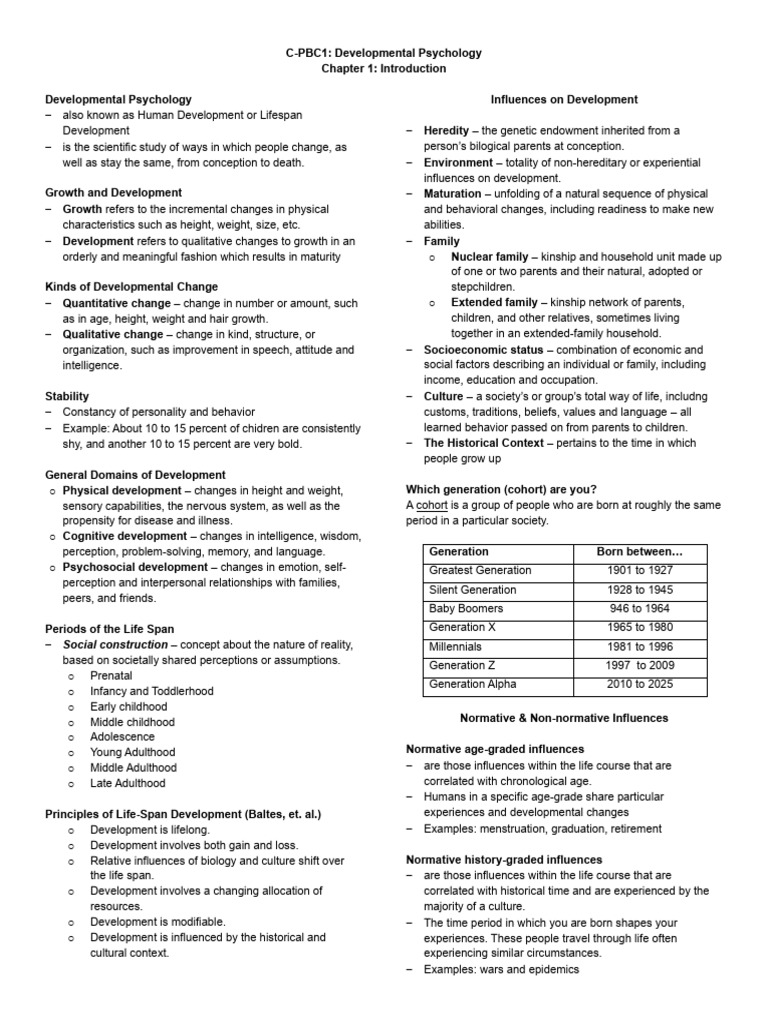 Overview of Developmental Psychology | PDF | Nature Versus Nurture ...