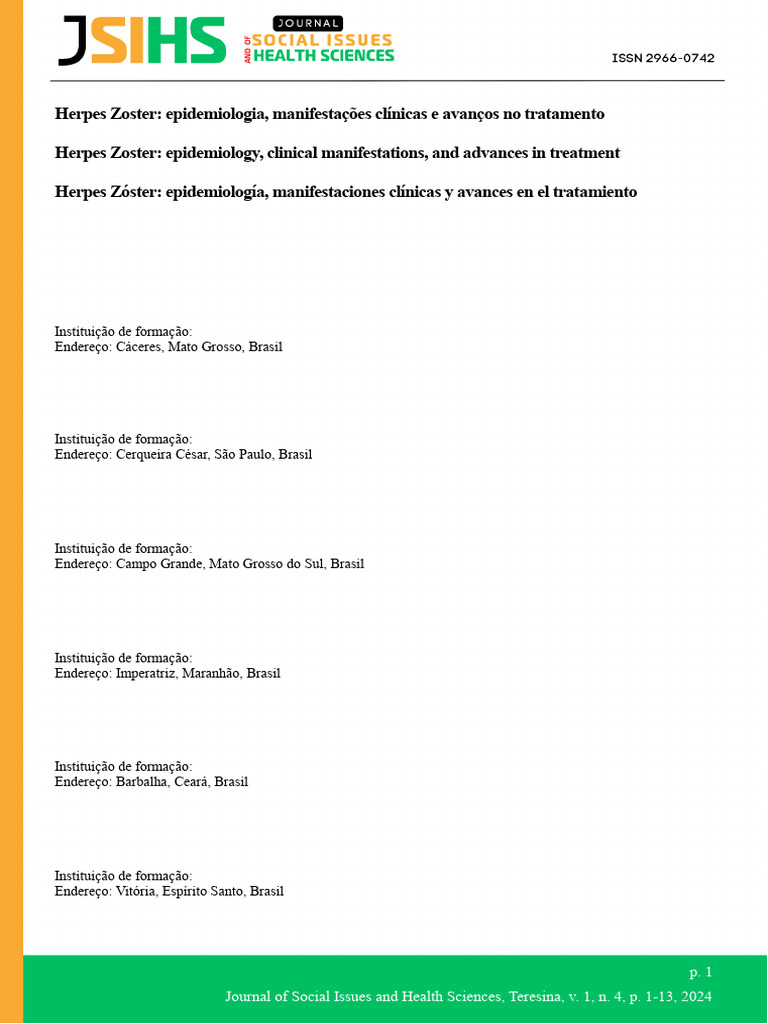 JSIHS_Artigo_Herpes+Zoster | PDF | Doenças e distúrbios | Imunologia