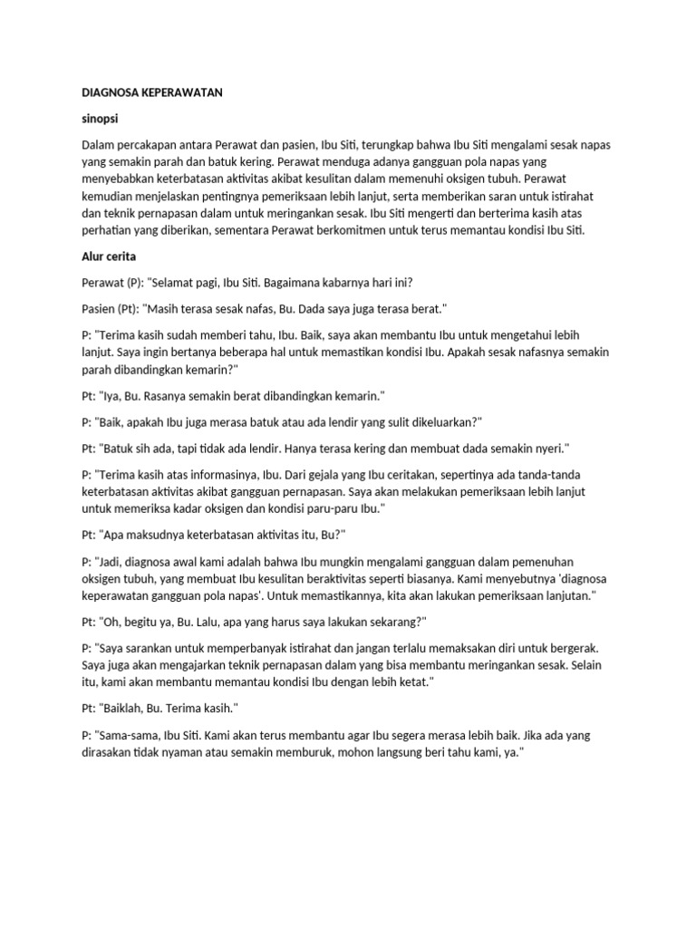 Teks Dialog Komunikasi Pada Diagnosis Keperawatan | PDF