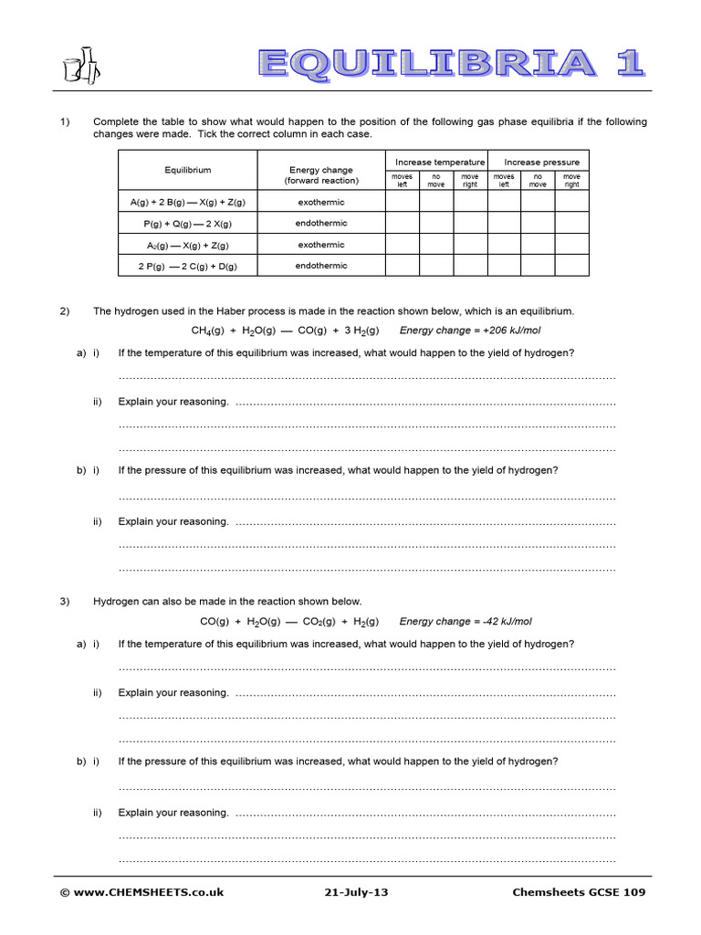 Gas Equilibrium Changes Explained | PDF | Chemical Equilibrium ...
