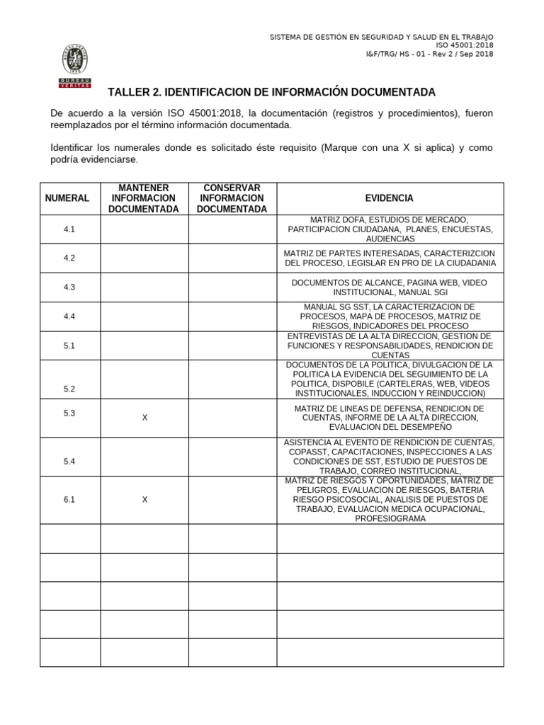 Información Documentada en ISO 45001:2018 | PDF