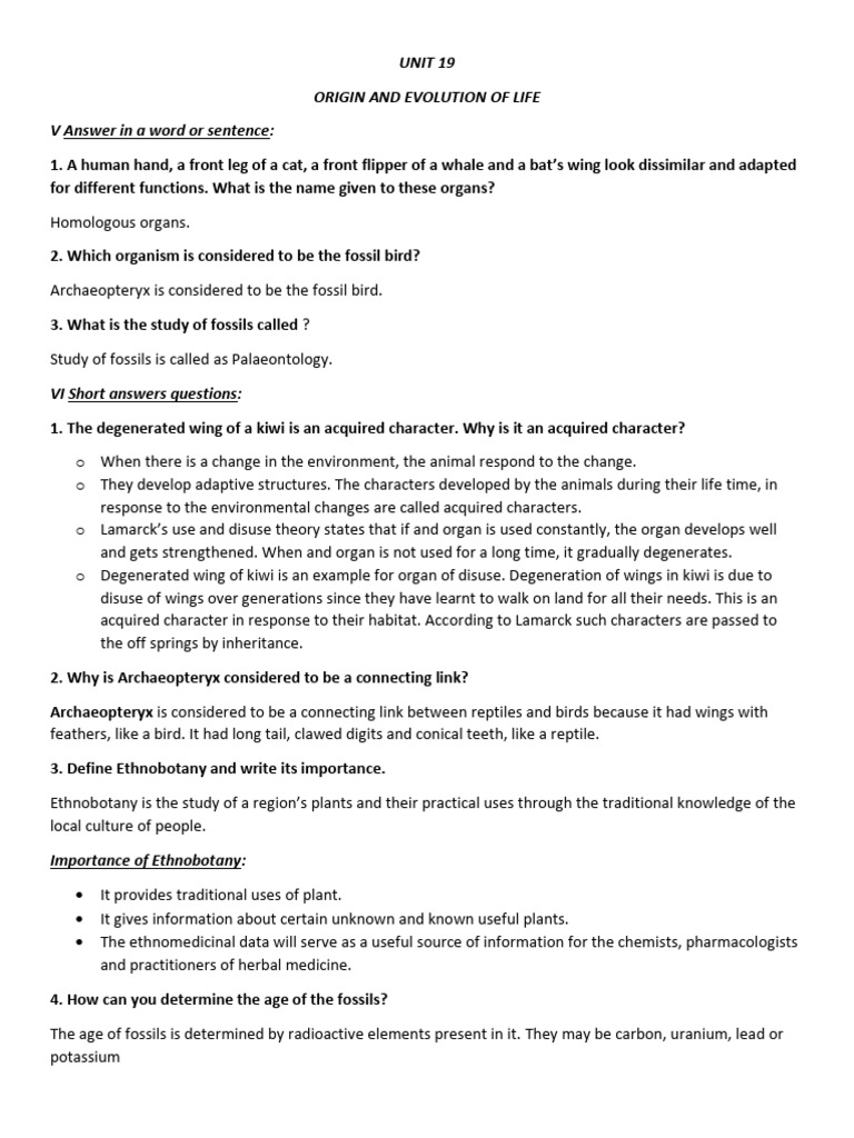 Unit 19 Origin and Evolution of Life | PDF | Fossil | Natural Selection
