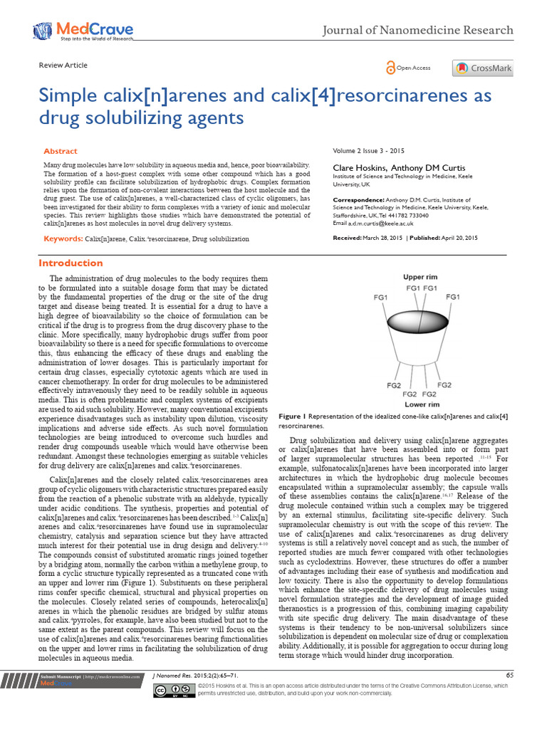 Calix[n]arenes in Drug Solubilization | PDF | Solubility | Functional Group