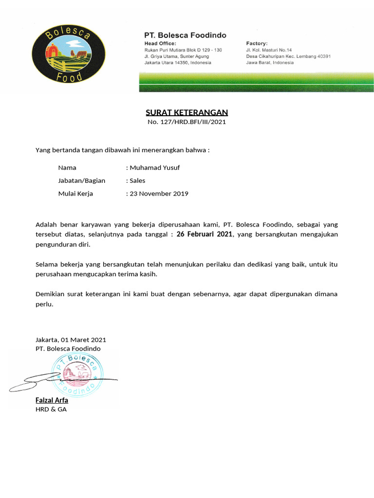 PT. Bolesca Foodindo | PDF