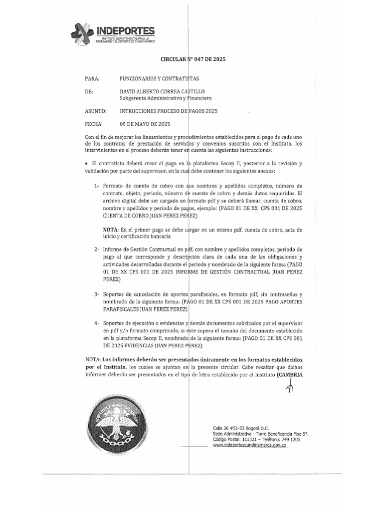 Circular 047 de 2025 | PDF