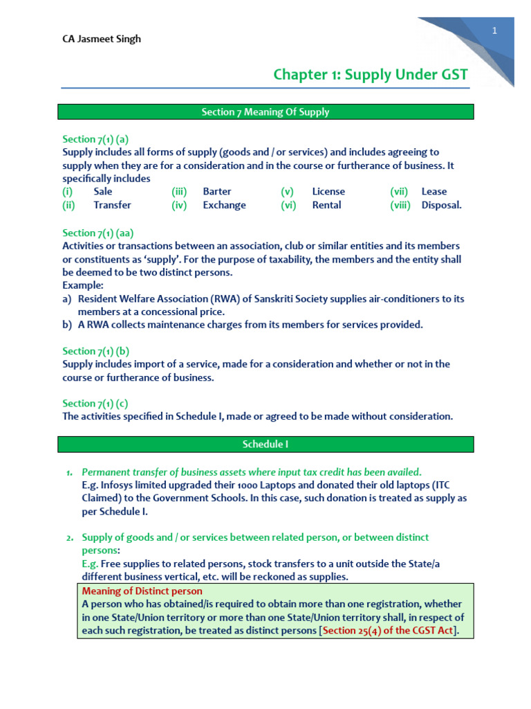 Summary Notes GST - CA Jasmeet | PDF | Liquidated Damages | Value Added Tax