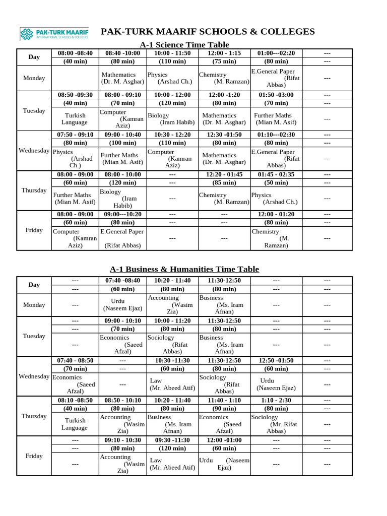 As Level Time Table 2025-26-2 | PDF | Science