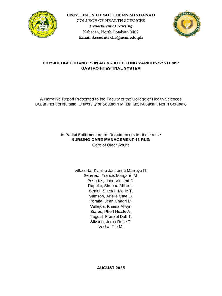 NARRATIVE REPORT GI System - GERIA - 3B - G4 | PDF | Gastrointestinal ...