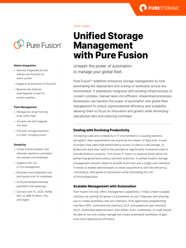 Ds Unified Storage Management With Pure Fusion | PDF | Cloud Computing ...