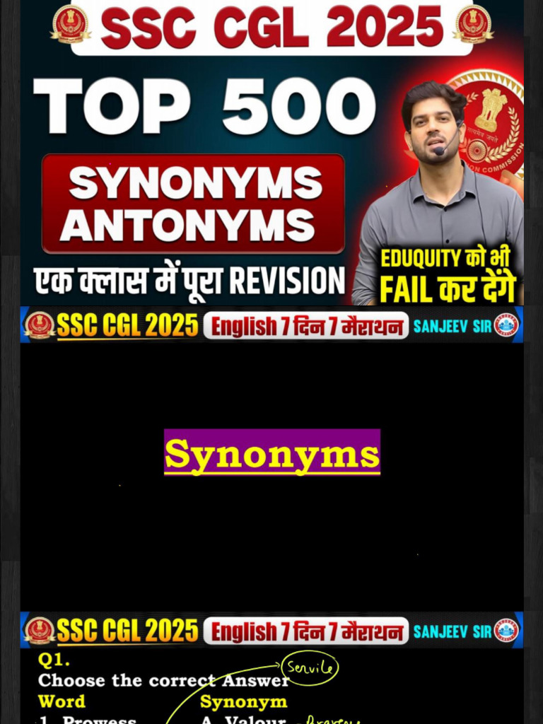 Ssc Cgl 2025 Syno and Anto | PDF