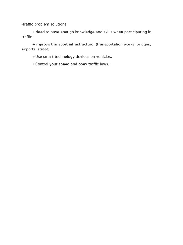 Effective Solutions for Traffic Issues | PDF