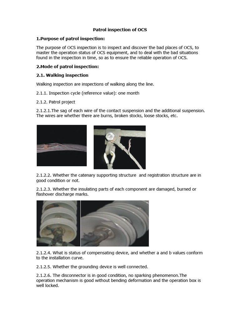 OCS Patrol Inspection Guidelines | PDF | Electric Power | Electrical ...