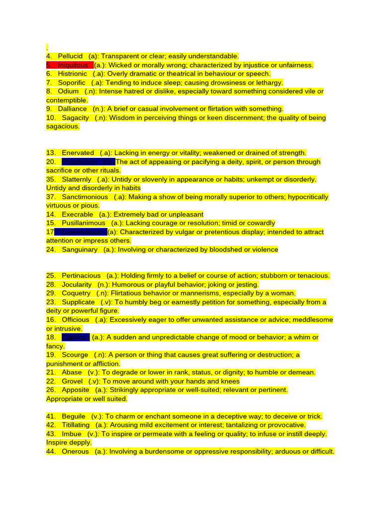 Vocab Definitions and P.O.S | PDF | Psychology | Psychological Concepts