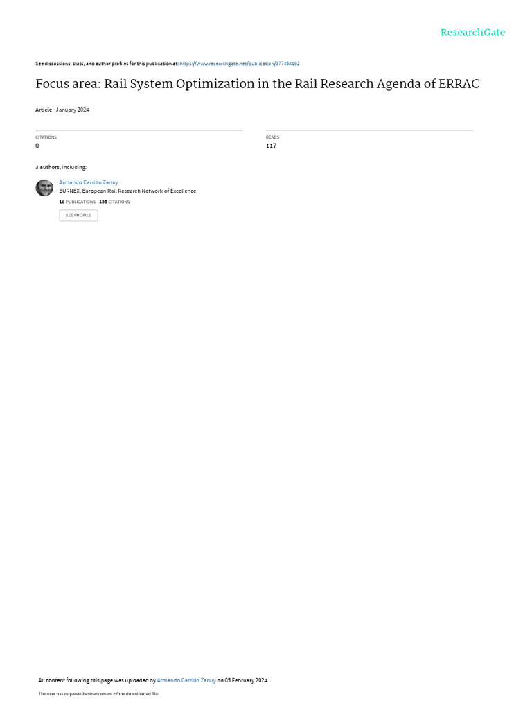 RailwaySystemOptimization ERRAC EURNEX 2023 | PDF | Rail Transport | Transport