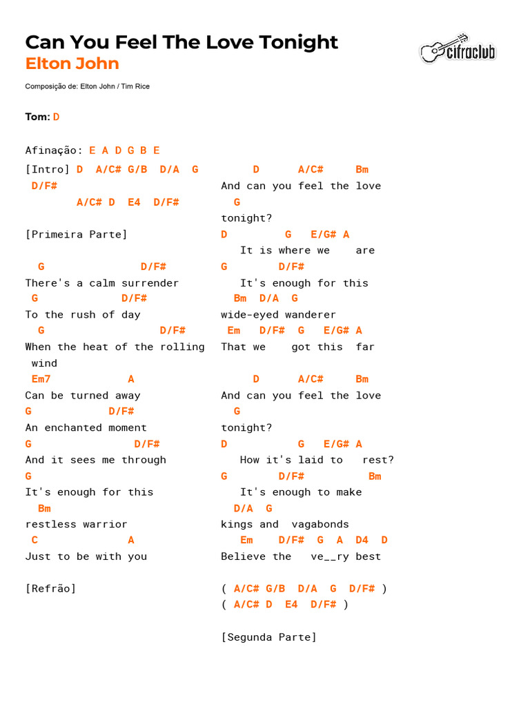 "Can You Feel The Love Tonight Lyrics" | PDF