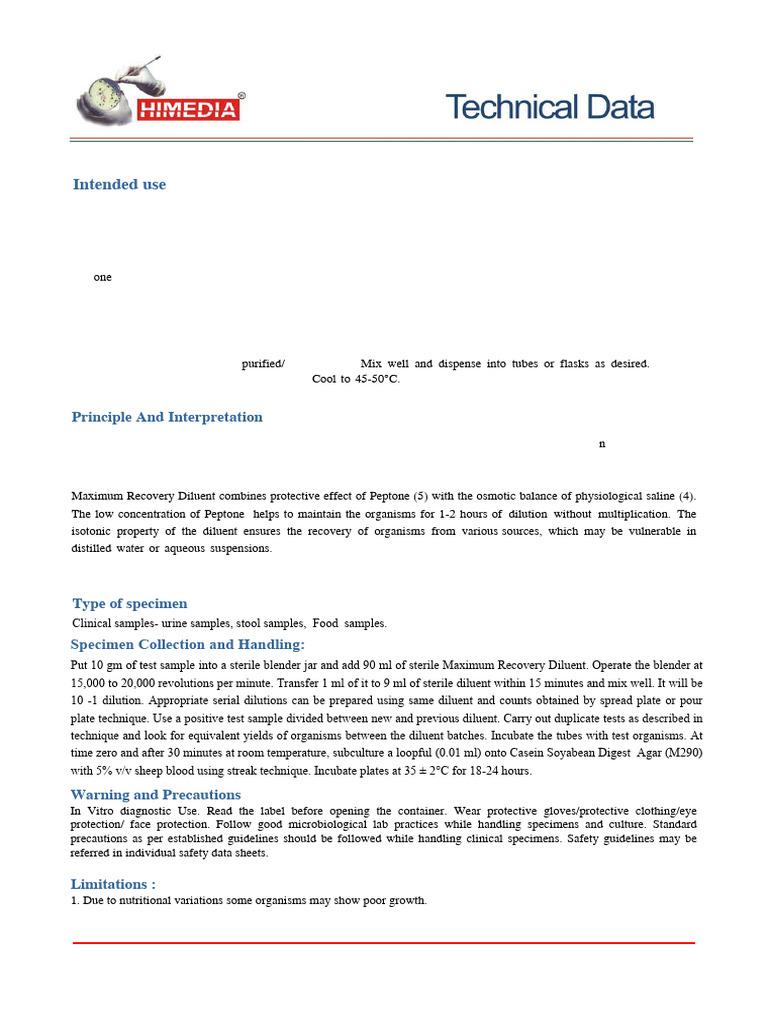 MRD Data Sheet | PDF | Saline (Medicine)