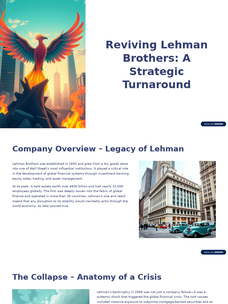 Reviving Lehman Brothers: Strategic Plan | PDF | Lehman Brothers ...