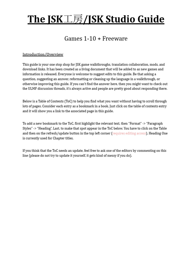 JSK Studio Game Guide & Walkthrough | PDF