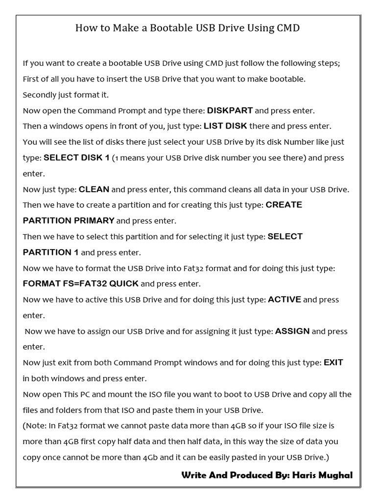 How To Make A Bootable USB Drive Using CMD | PDF