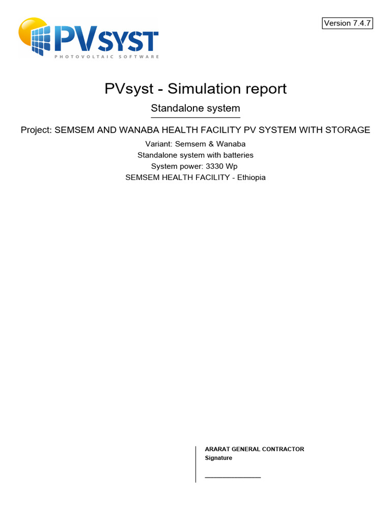 SEMSEM Health Facility PV System Report | PDF | Photovoltaics | Solar Power