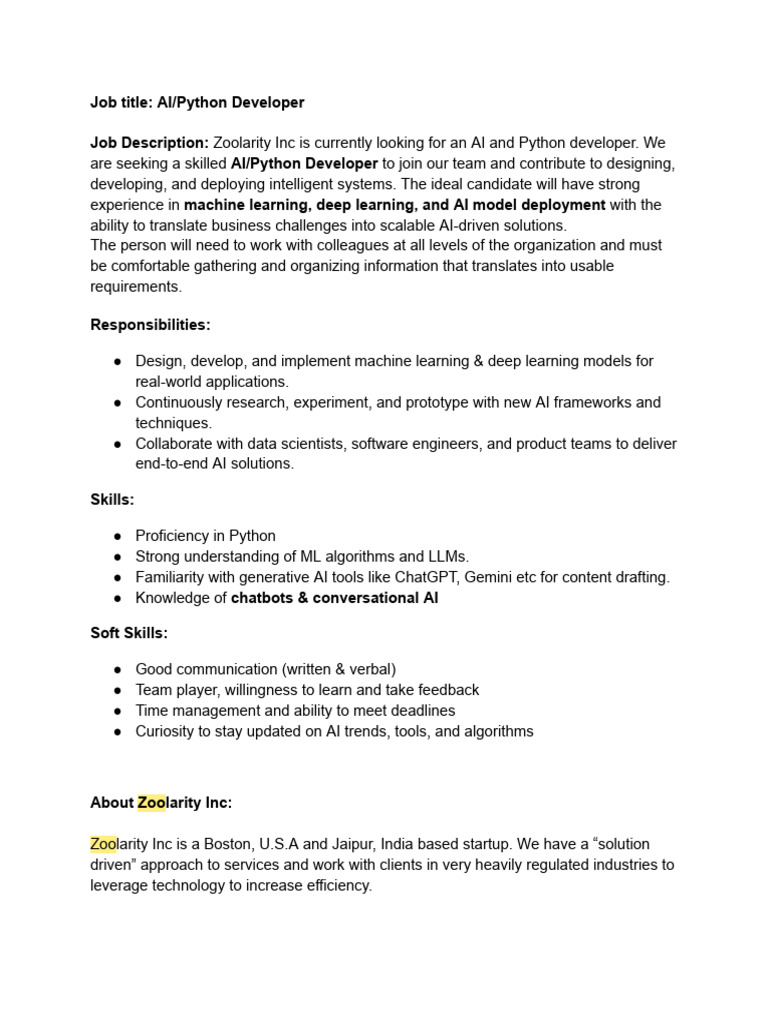 AI Python Developer | PDF