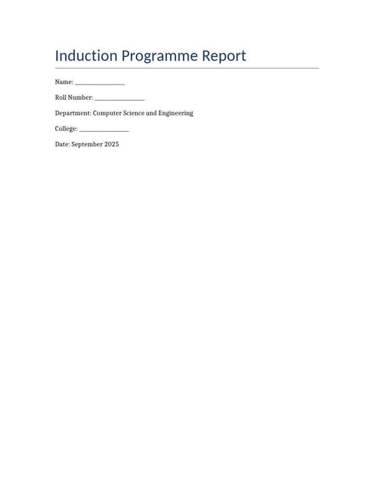 Induction Programme Overview for CSE Students | PDF | Artificial ...