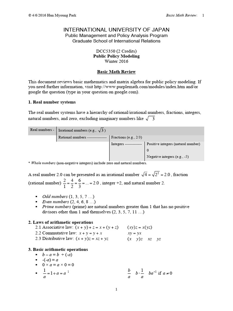 Basic Math | PDF | Matrix (Mathematics) | Numbers