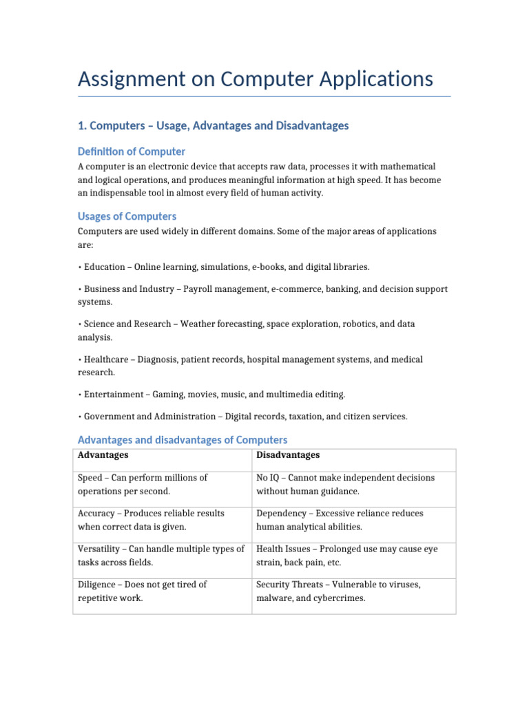 Computer Applications Assignment | PDF | Computer Virus | Antivirus ...