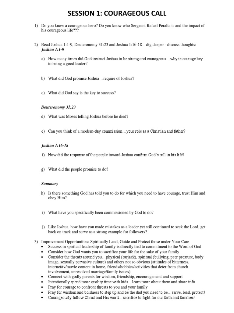 Courageous Living Bible Study Handouts | PDF | Joshua | Jesus