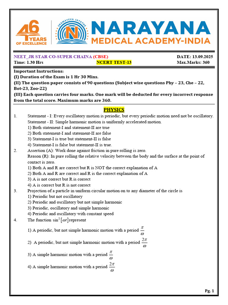 Neet_jr Star Co-super Chaina (Cbse) Ncert Test-13 q.p Ex.dt 13-09-2025 ...