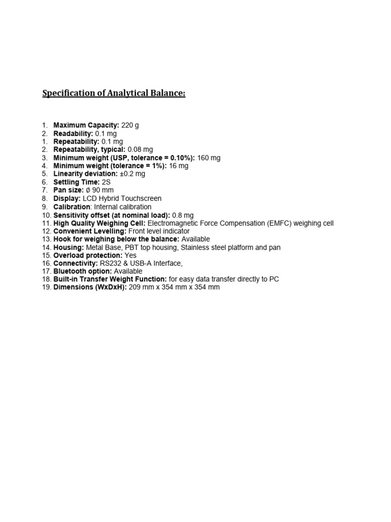 MA204 Analytical Balance Specifications | PDF