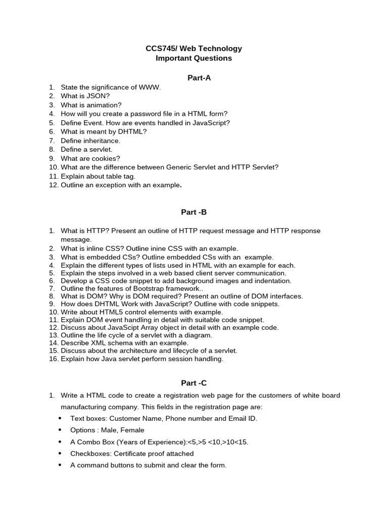 Web Technology Key Questions and Concepts | PDF | Document Object Model ...