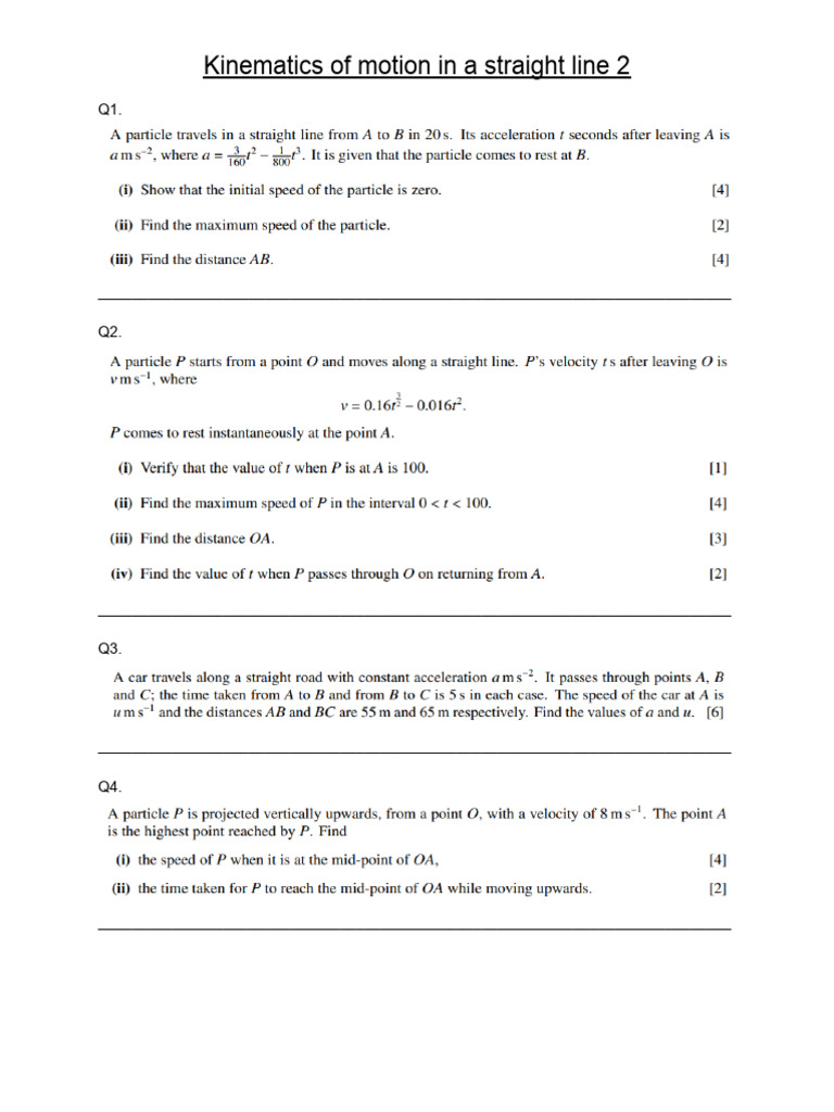 Kinematics of Motion in A Straight Line 2 | PDF
