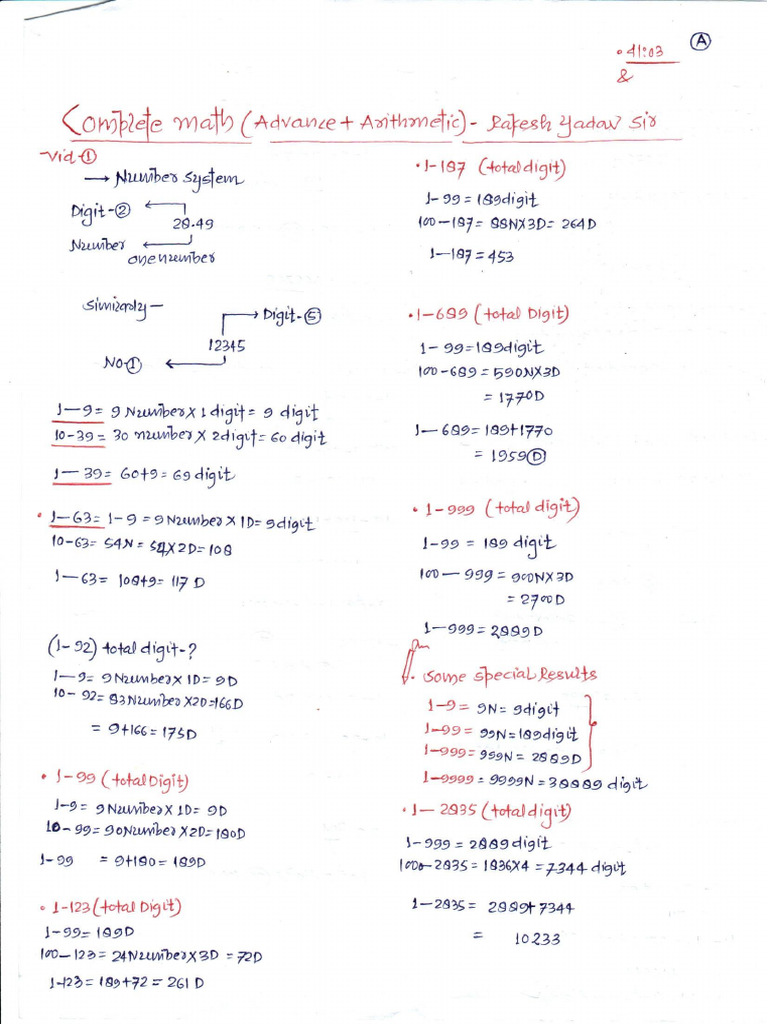 Complete Maths Class Notes | PDF