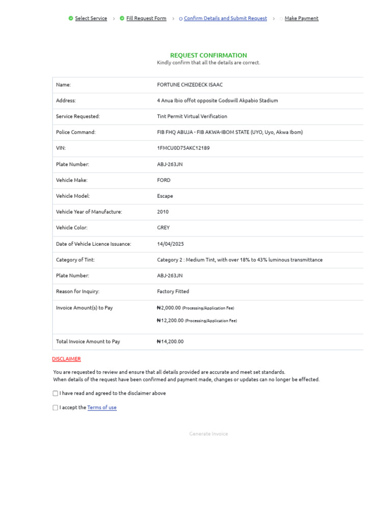 Request Confirmation - POSSAP | PDF