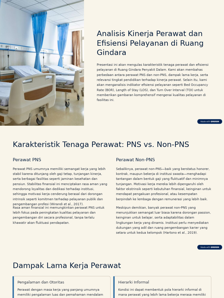 Analisis Kinerja Perawat Dan Efisiensi Pelayanan Di Ruang Gindara | PDF