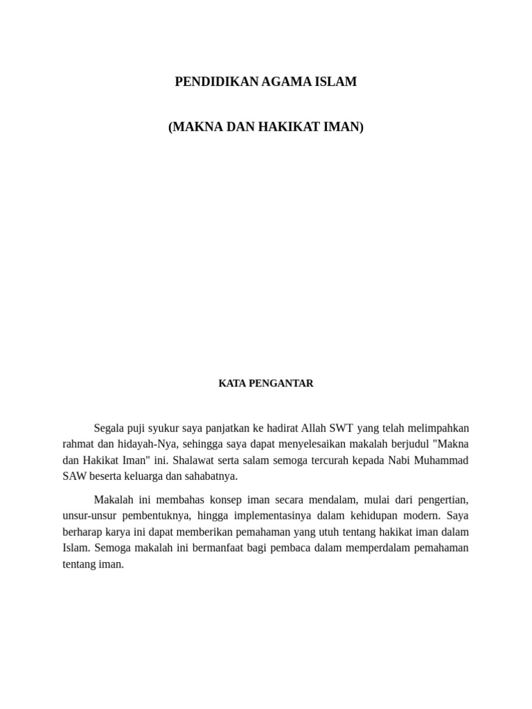 Makna dan Hakikat Iman dalam Islam | PDF