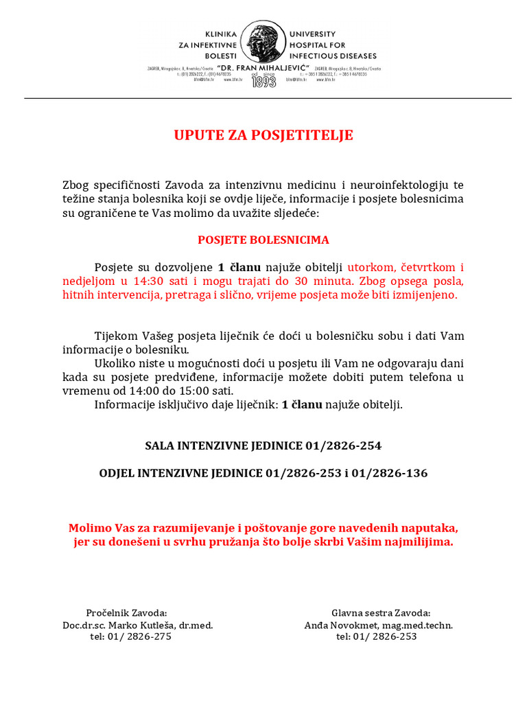 Upute Za Posjetitelje VIC | PDF