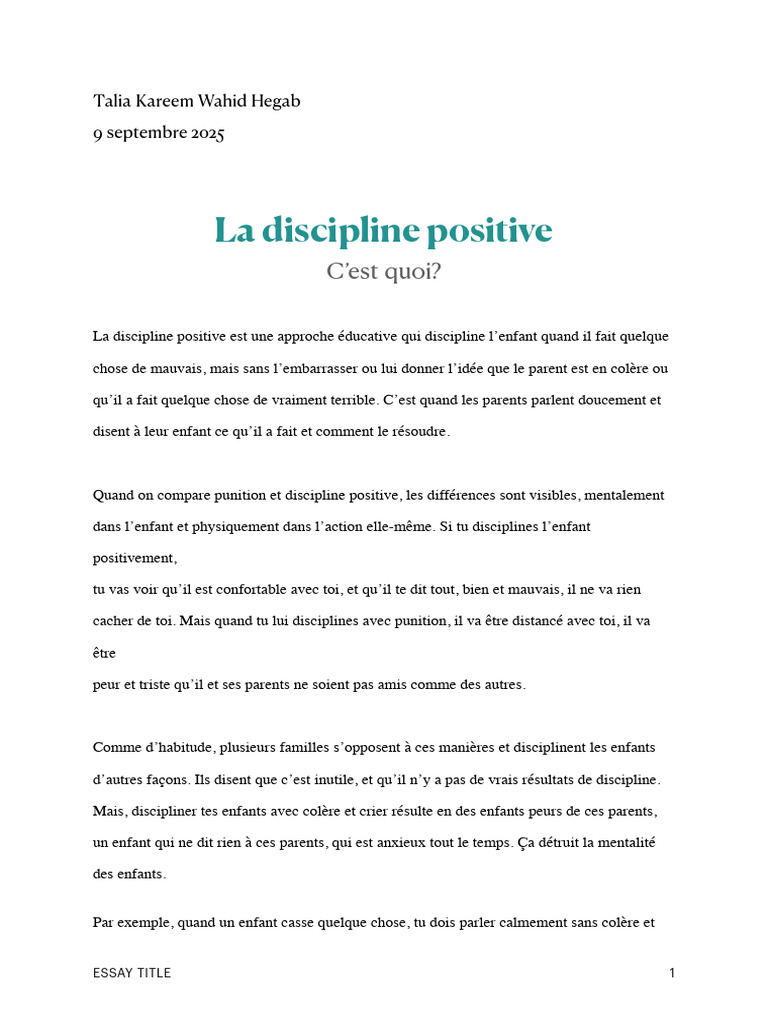 La Discipline Positive : Guide Pratique | PDF