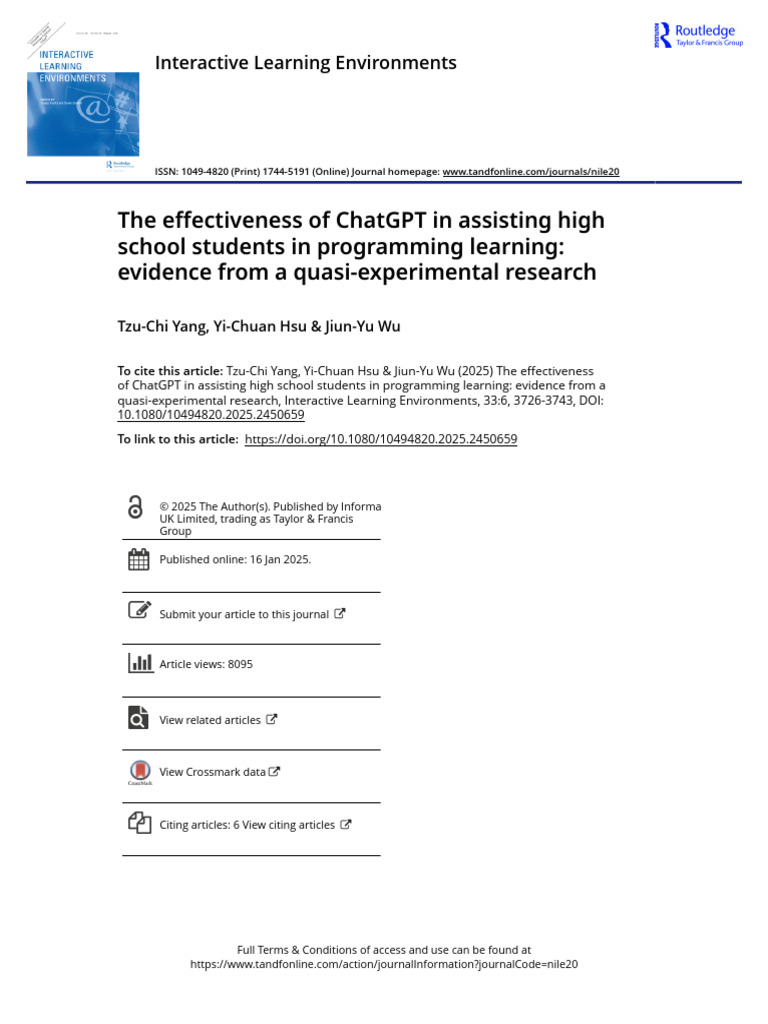 The Effectiveness of ChatGPT in Assisting High School Students in ...