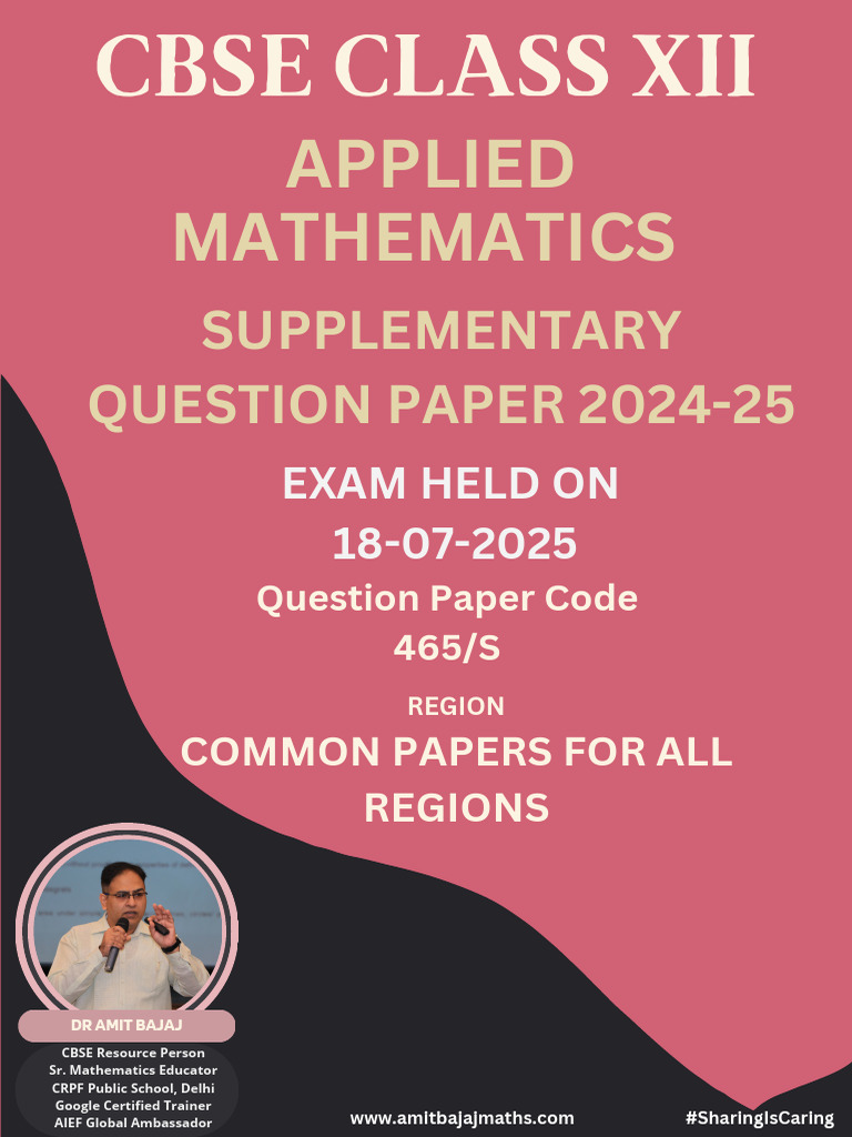 Class Xii Applied Mathematics Supplementary Question Paper 2024-25 | PDF | Applied Mathematics ...