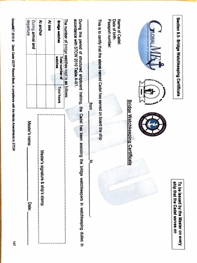Bridge Watchkeeping Cretificate | PDF