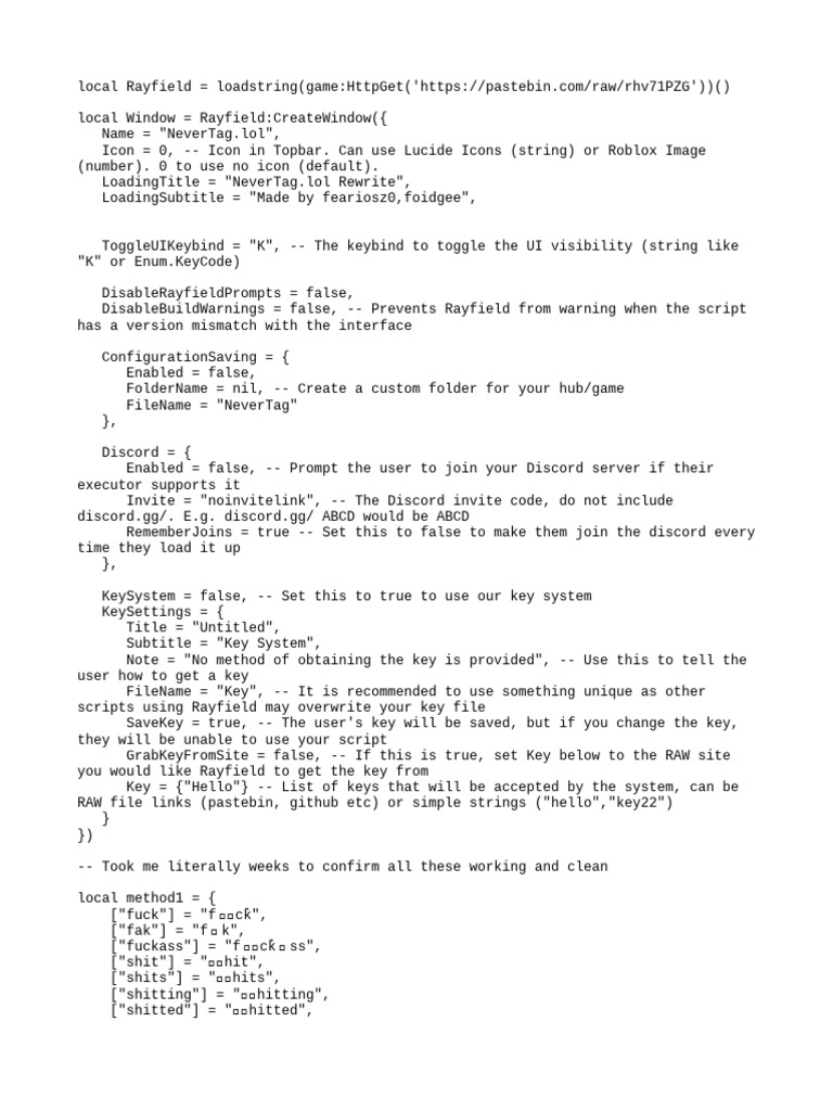 Roblox Rayfield Script Configuration | PDF | Figures Of Speech | Lexicology